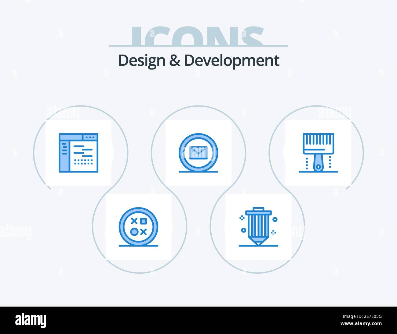 Design and Development Blue Icon Pack 5 Icon Design. online ...