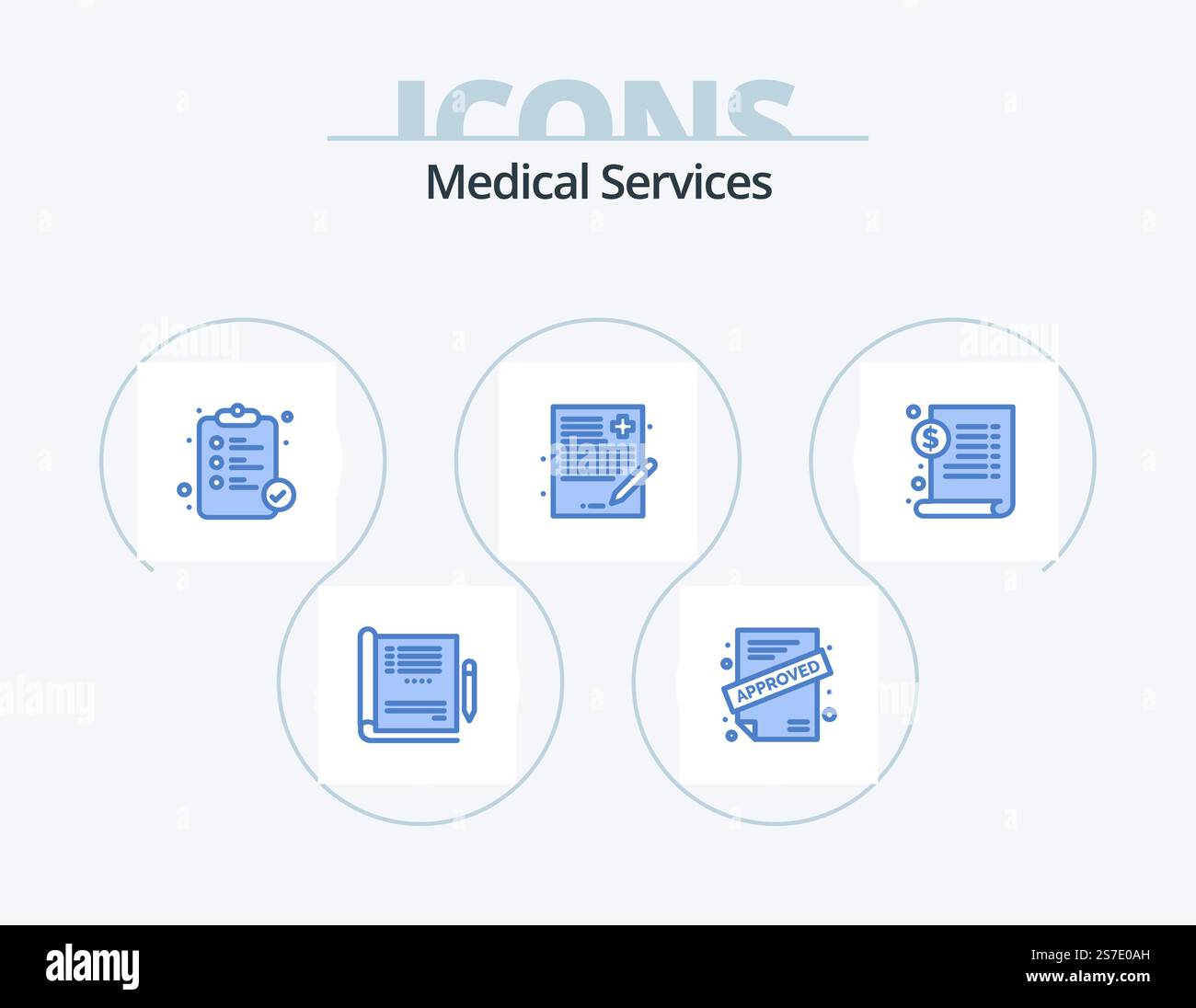 Medical Services Blue Icon Pack 5 Icon Design. medical. document ...