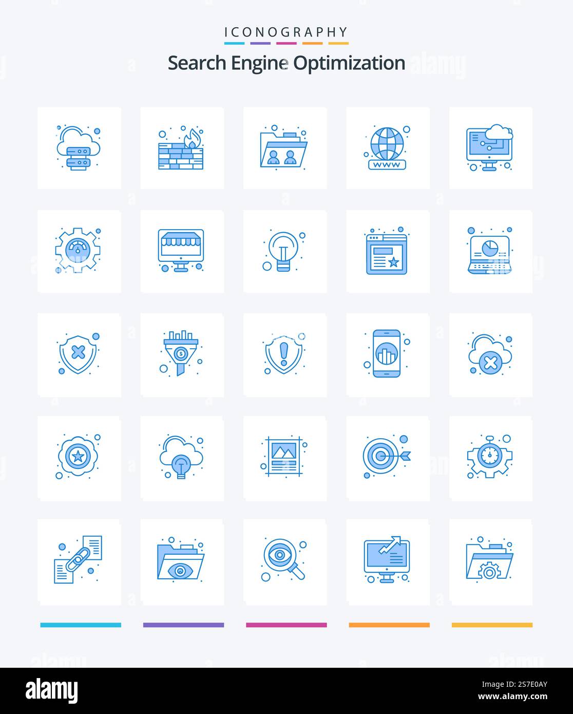 Creative Seo 25 Blue icon pack Such As productivity. cloud computing. sharing. cloud. website ...