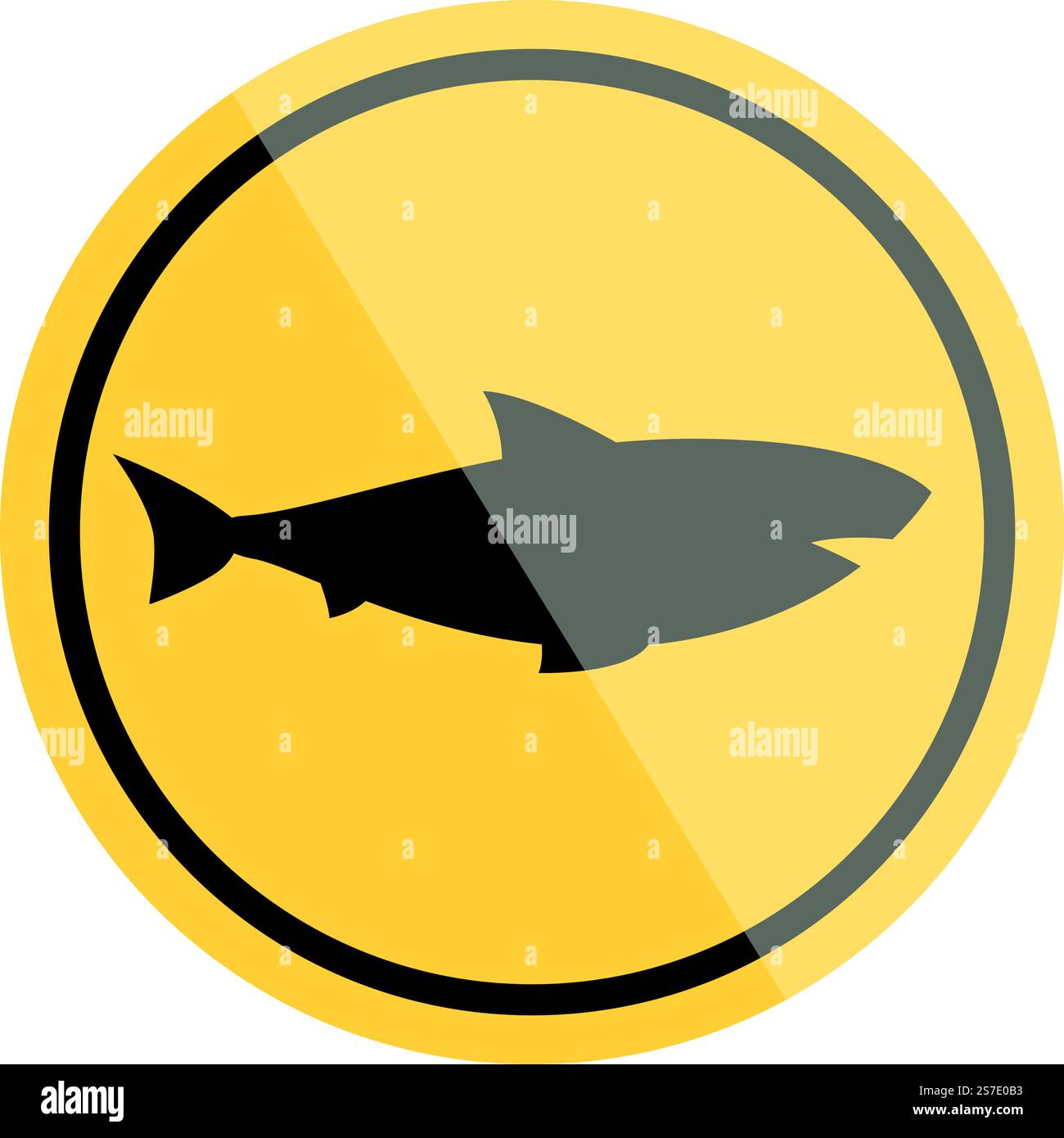 Shark sign icon cartoon vector. Beware danger. Closed zone. Shark sign icon cartoon vector ...