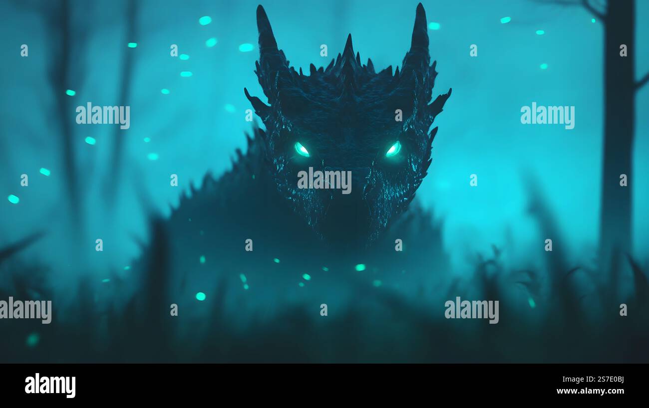 Mythical,mystical creature blending seamlessly into a bioluminescent ...