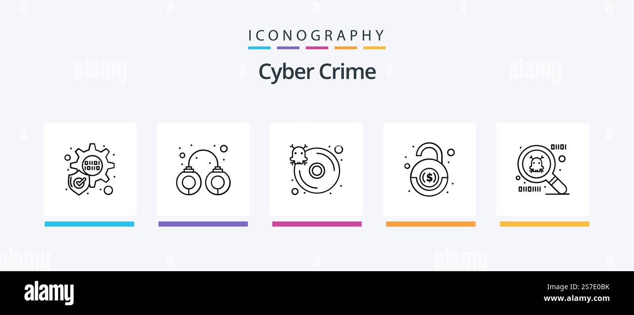 Cyber Crime Line 5 Icon Pack Including cyber. connection. help. mobile ...