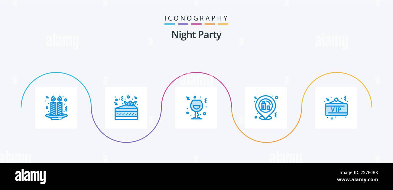 Night Party Blue 5 Icon Pack Including board. placeholder. glass. party ...