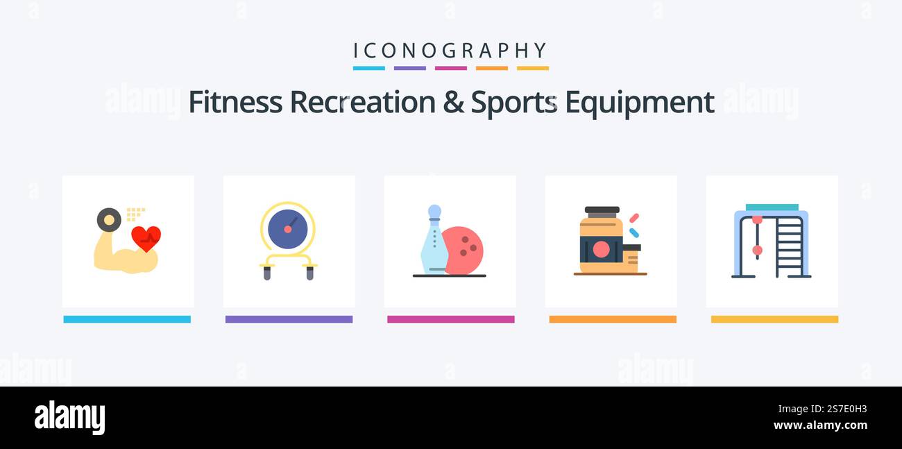 Fitness Recreation And Sports Equipment Flat 5 Icon Pack Including ...