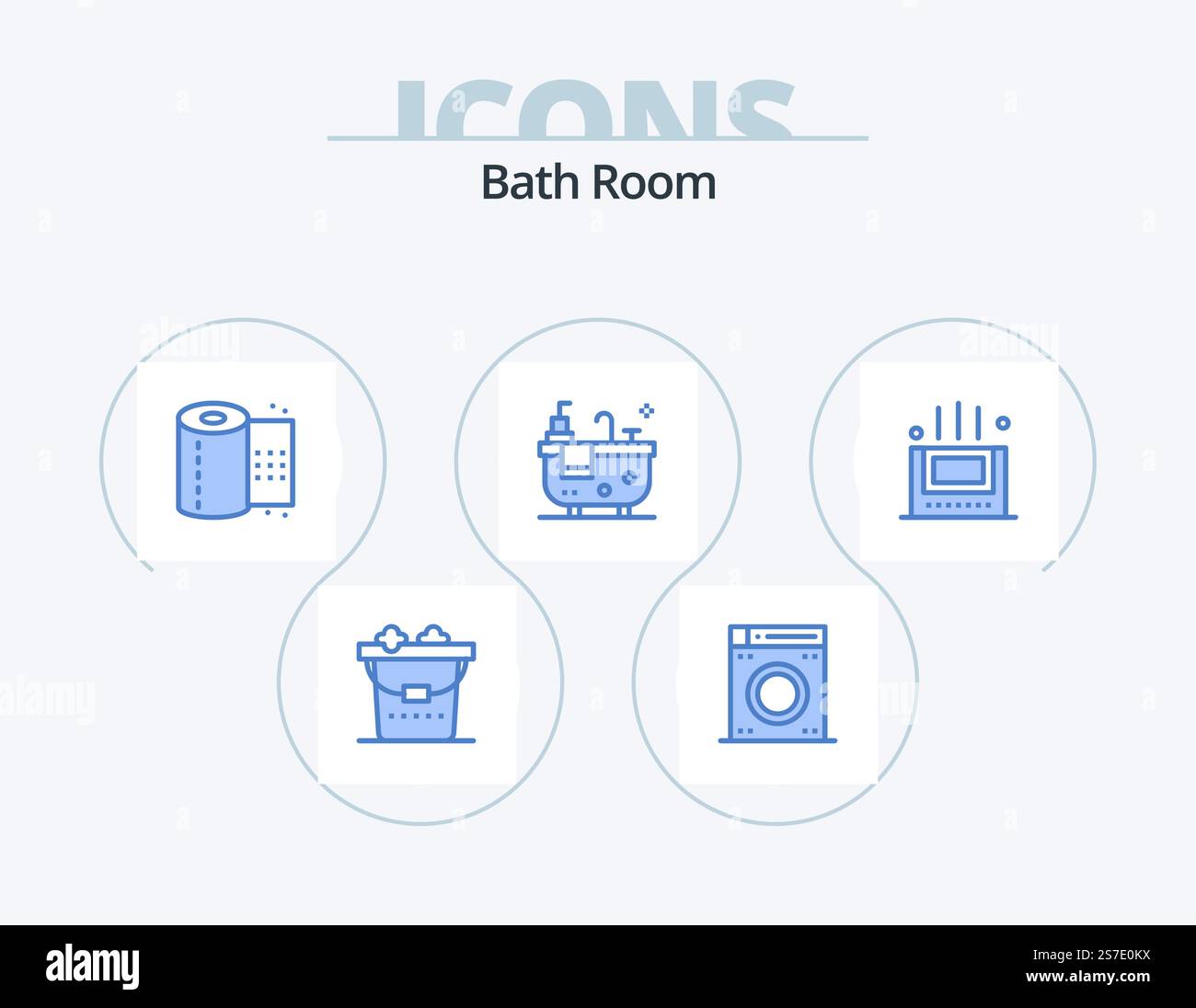 Bath Room Blue Icon Pack 5 Icon Design. . room. toilet. mat. hub Stock ...