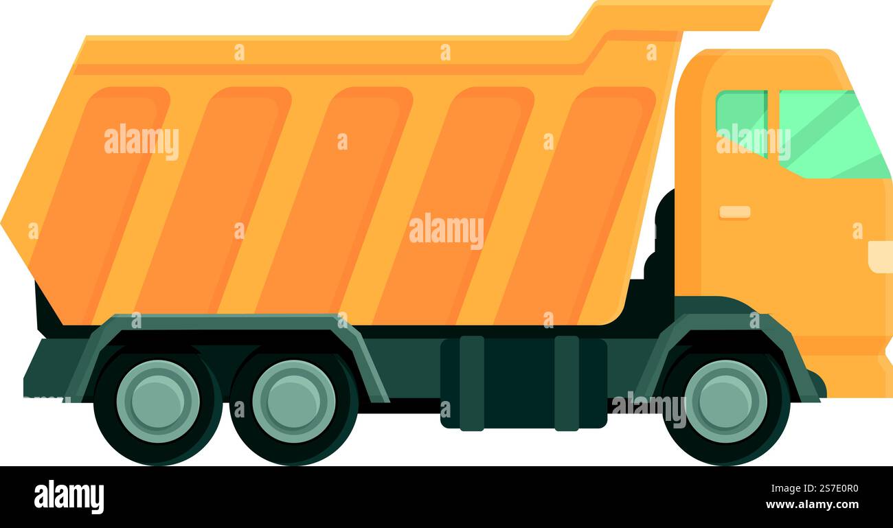 Unload tipper icon cartoon vector. Truck heavy. Machine vehicle. Unload ...