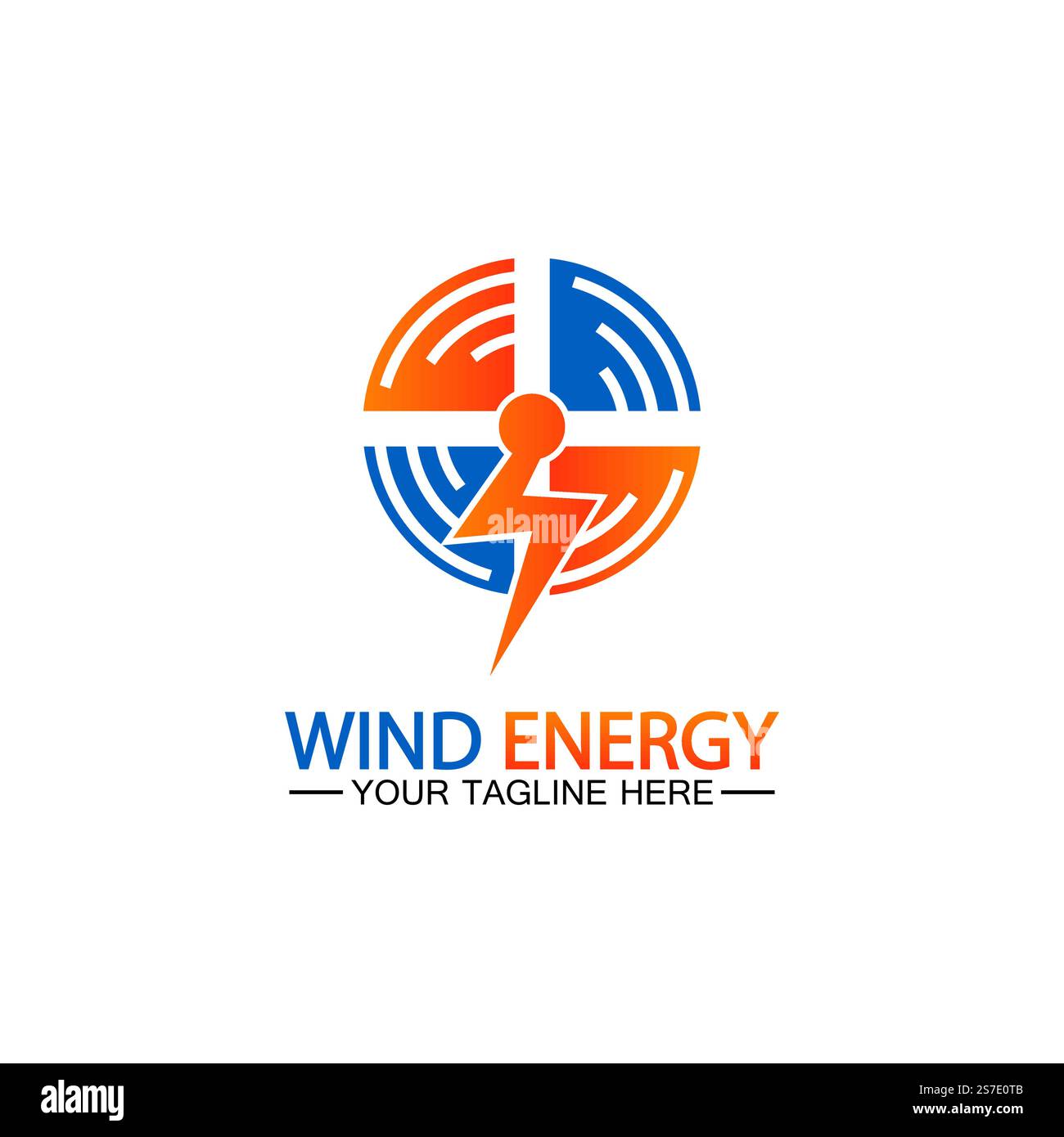 Wind energy logo. renewable energy icon with wind turbines and thunder ...