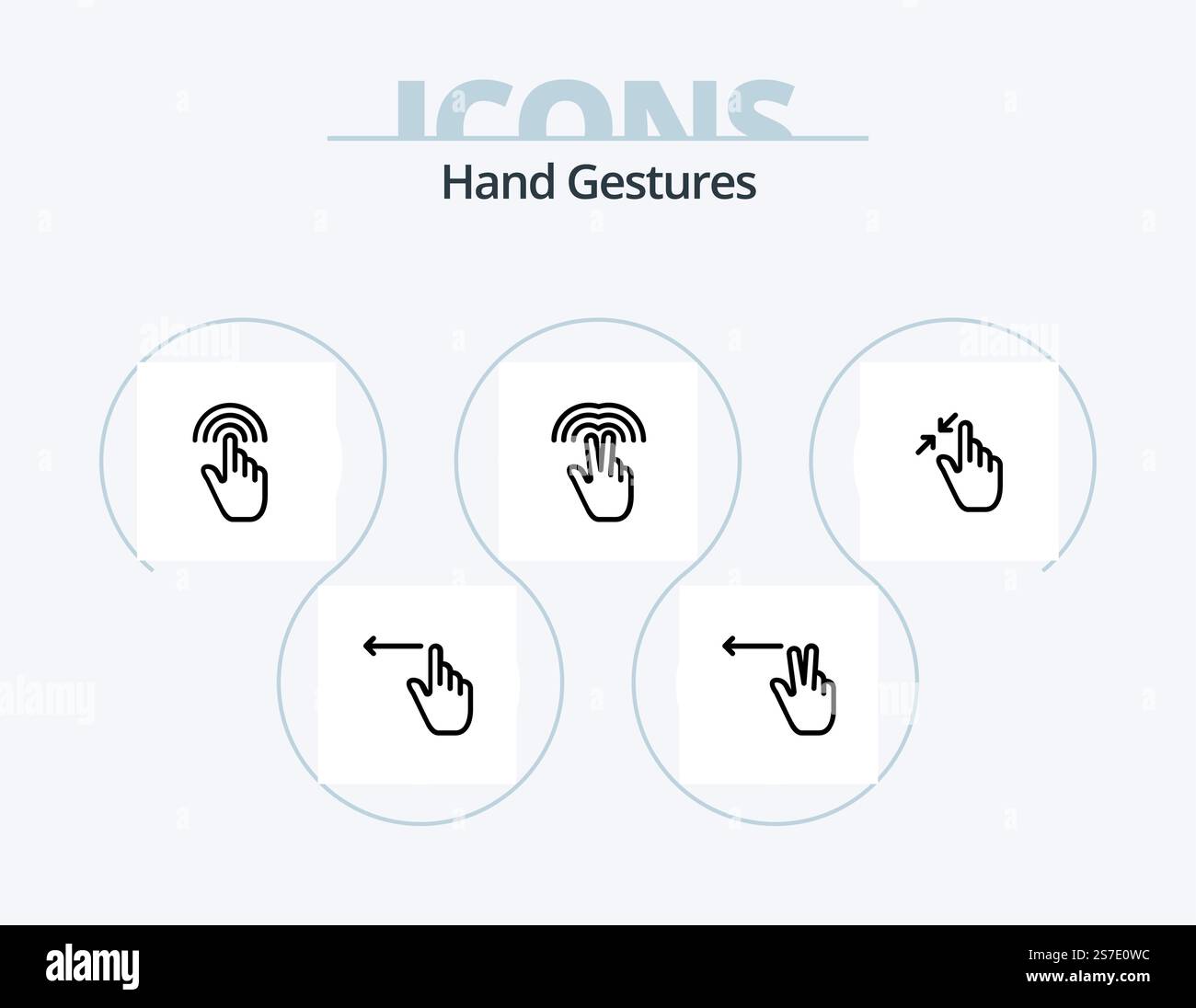 Hand Gestures Line Icon Pack 5 Icon Design. down. gesture. pinch. fingers. gestures Stock Vector ...