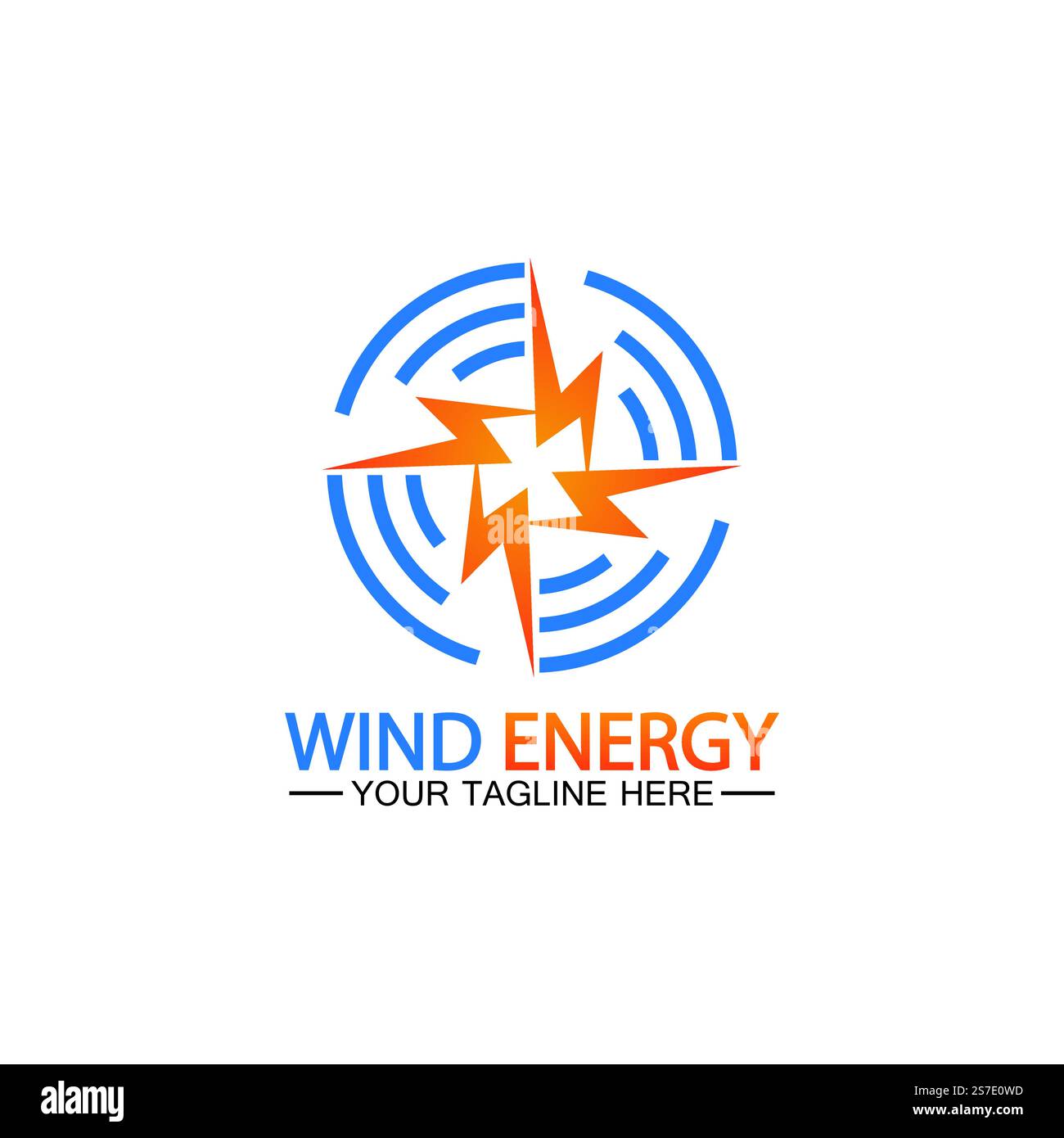 Wind energy logo. renewable energy icon with wind turbines and thunder ...
