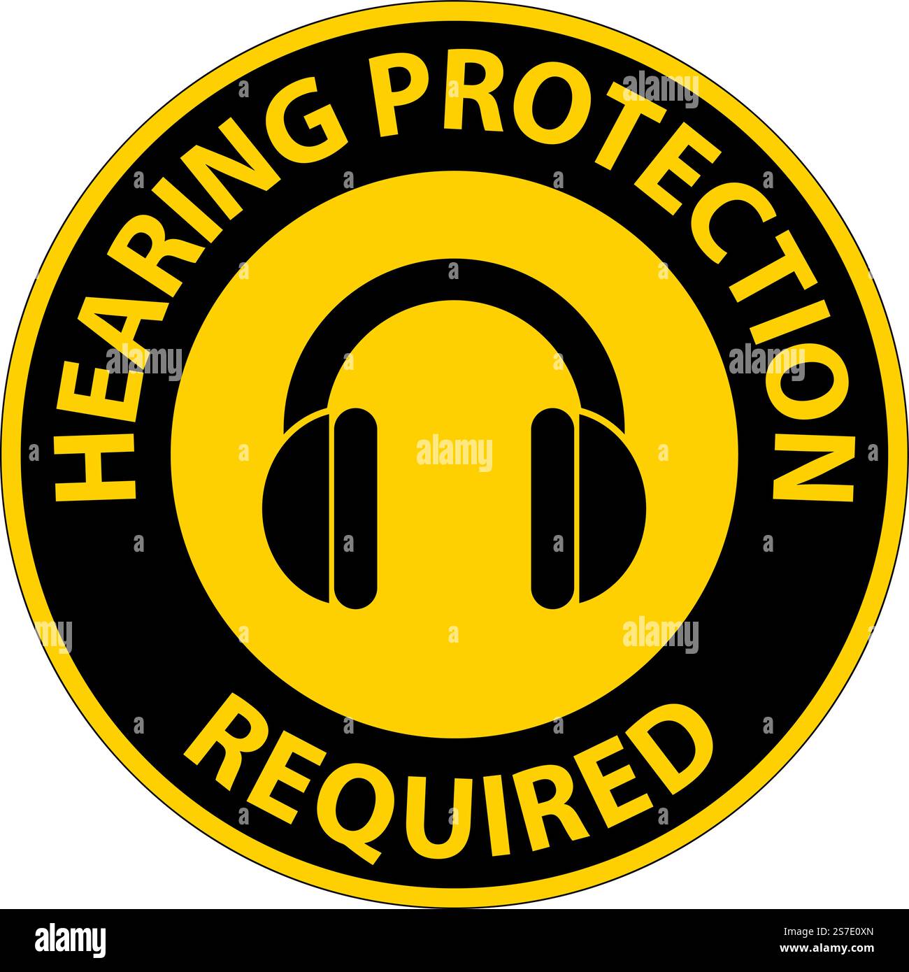 Hearing Protection Required Sign On White Background Stock Vector Image ...