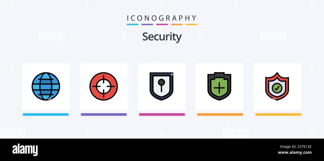 Security Line Filled 5 Icon Pack Including security. world. security. security. globe. Creative ...