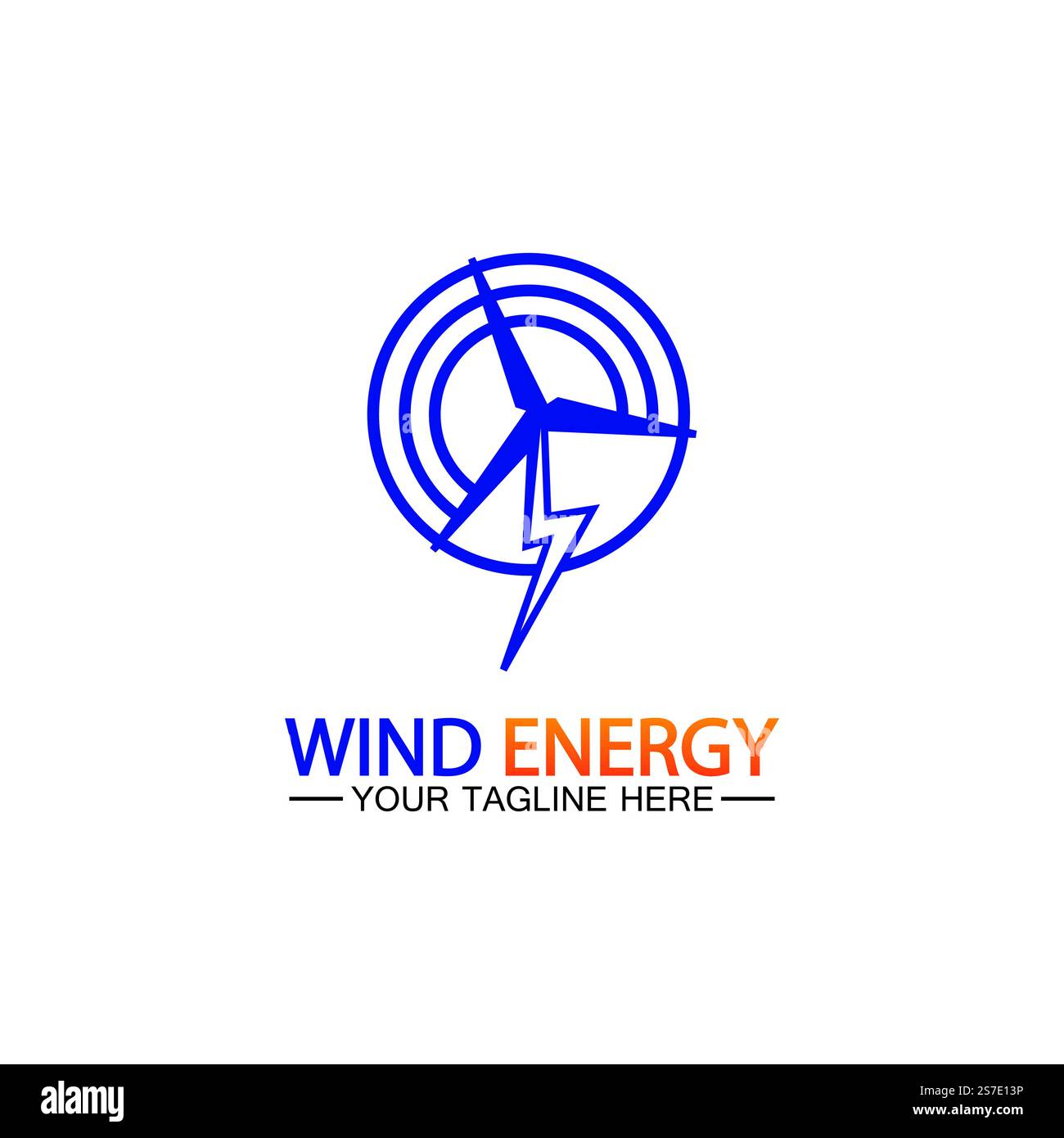 Wind energy logo. renewable energy icon with wind turbines and thunder ...