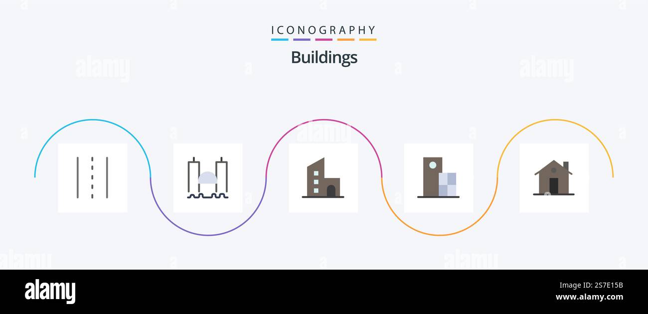Buildings Flat 5 Icon Pack Including clock. architecture. industrial ...