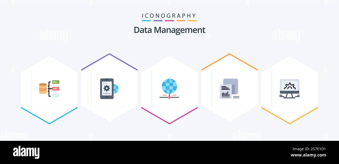 Data Management 25 Flat icon pack including list. data. setting ...