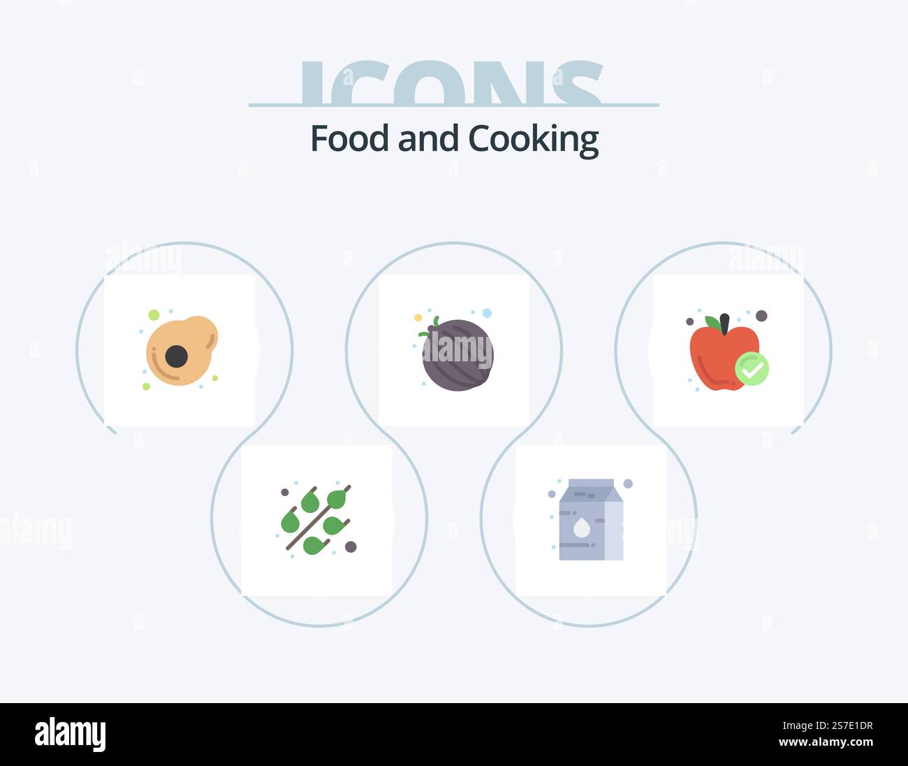 Food Flat Icon Pack 5 Icon Design. . healthy food. omelet. meal. apple ...