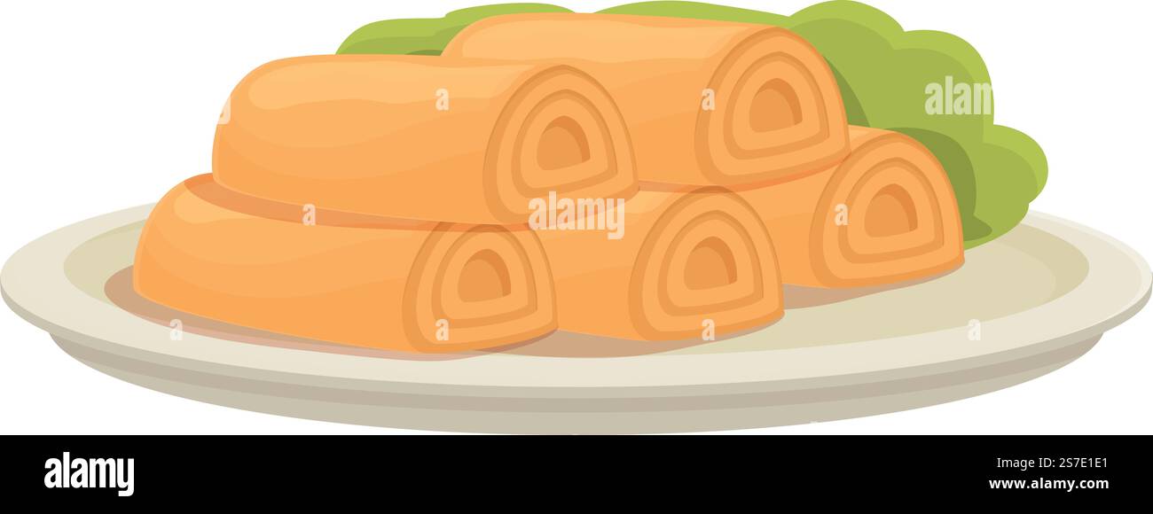 Tasty spring roll icon cartoon vector. Food cuisine. Taiwan dinner ...