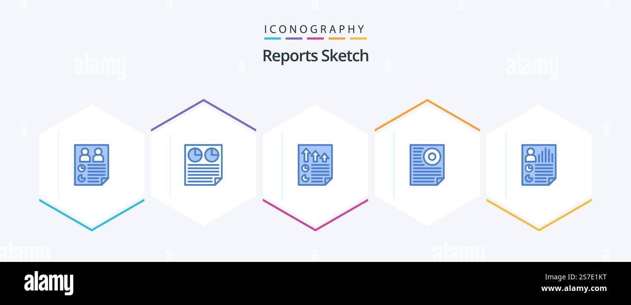 Reports Sketch 25 Blue icon pack including letter. data. pie. report ...