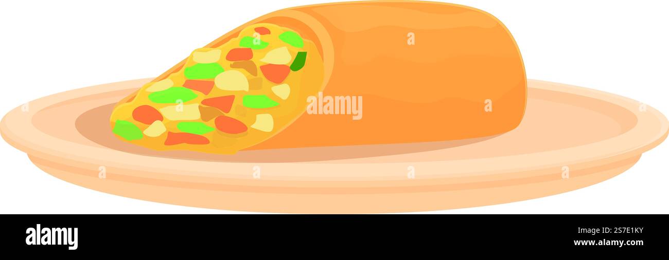 Vegetable spring roll icon cartoon vector. Food cuisine. Meal plate ...