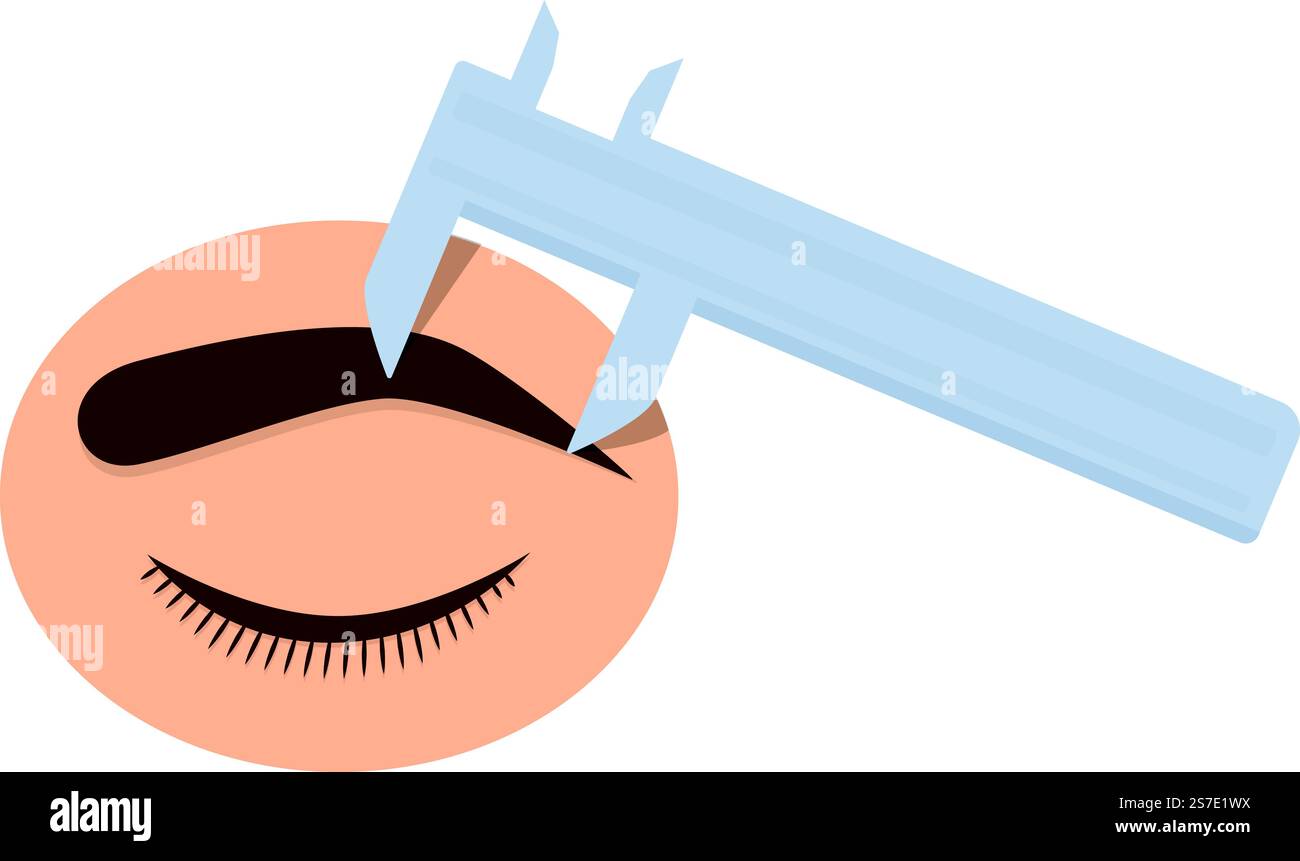 Brow measurement icon cartoon vector. Brush art. Woman beauty. Brow ...