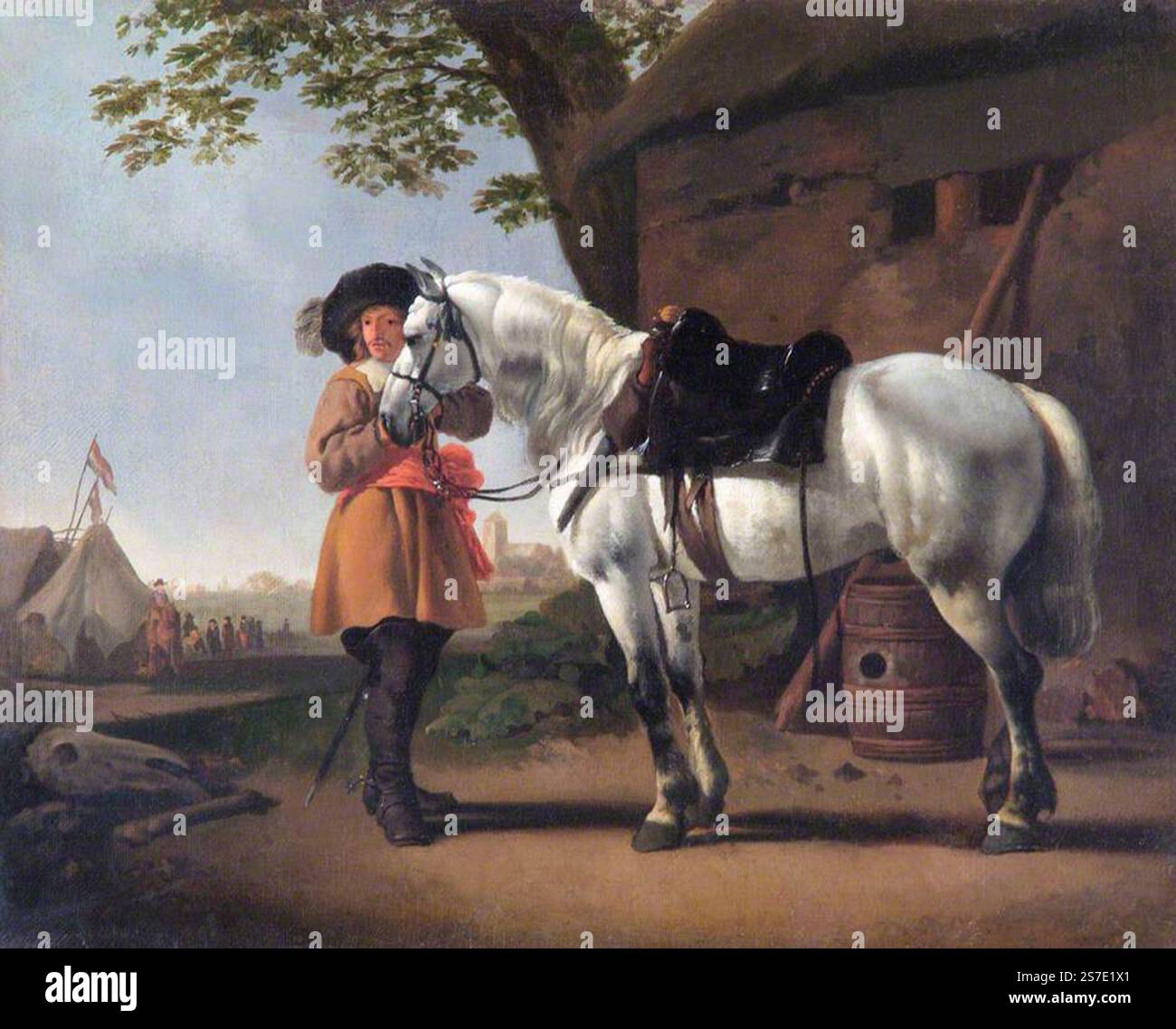 van Calraet, Abraham Pietersz., 1642-1722; A Cavalier with a Grey Horse ...