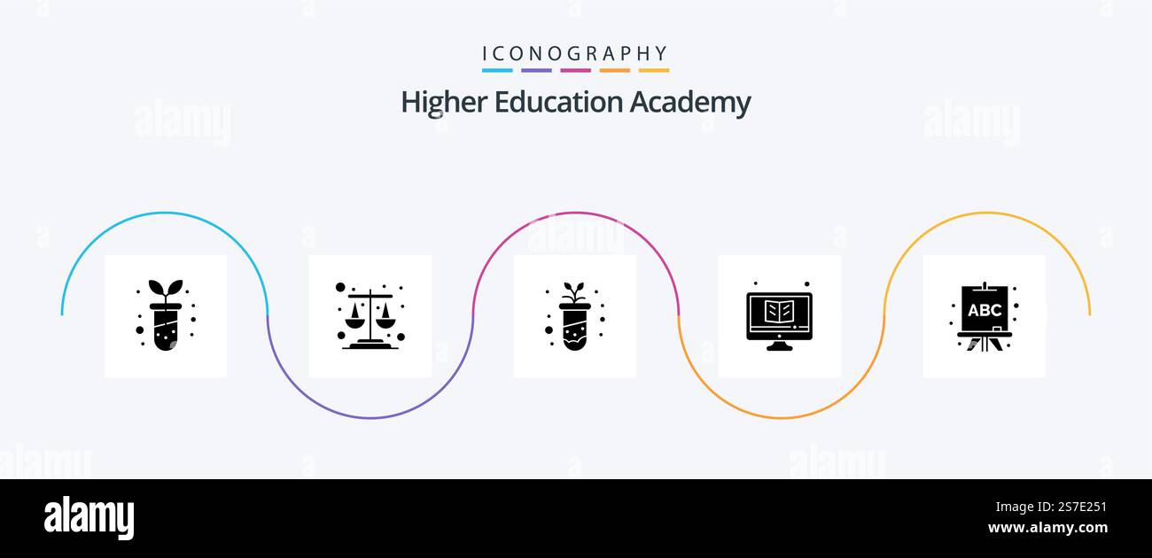 Academy Glyph 5 Icon Pack Including learning. abc. study. monitor ...