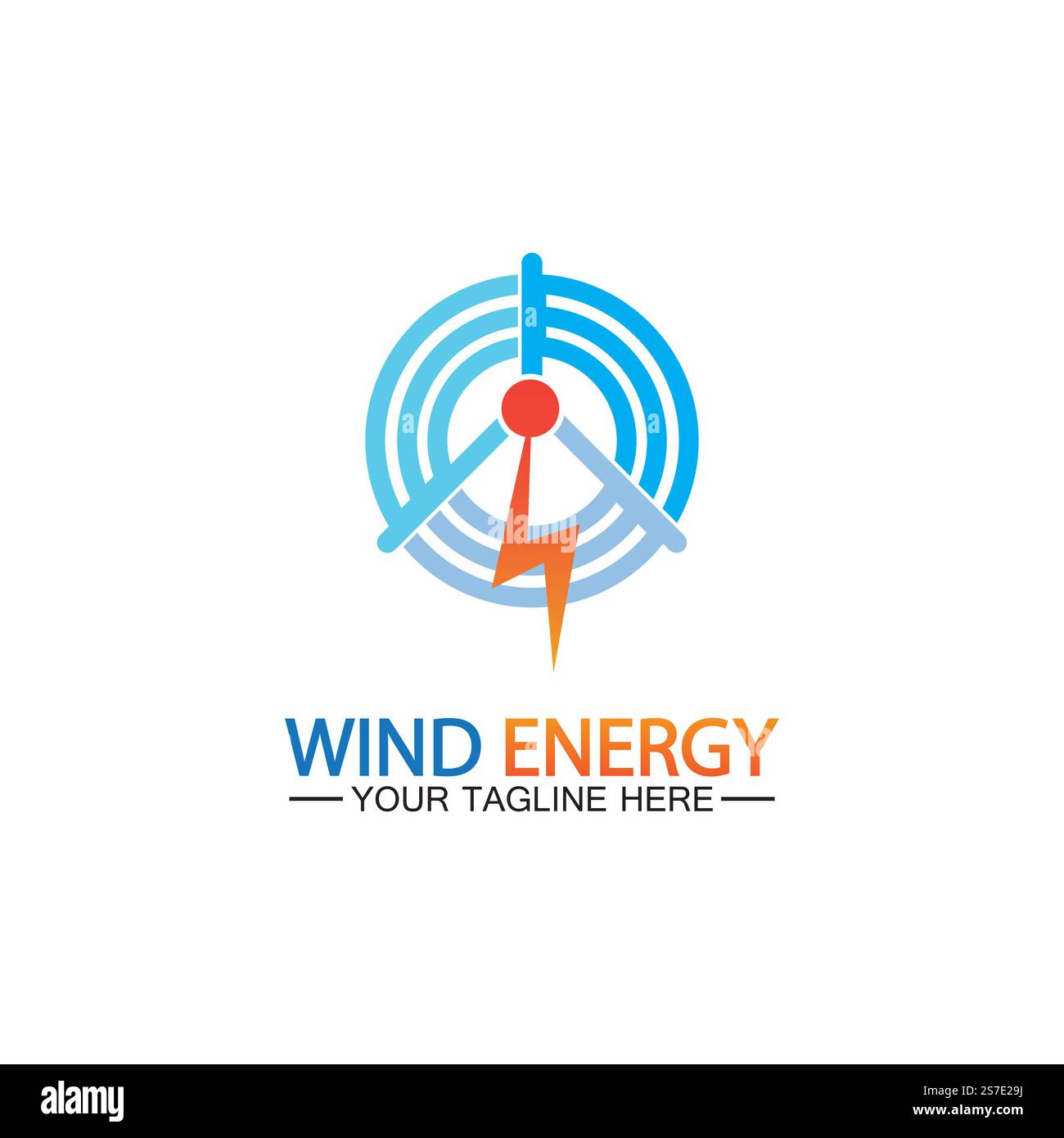 Wind energy logo. renewable energy icon with wind turbines and thunder ...