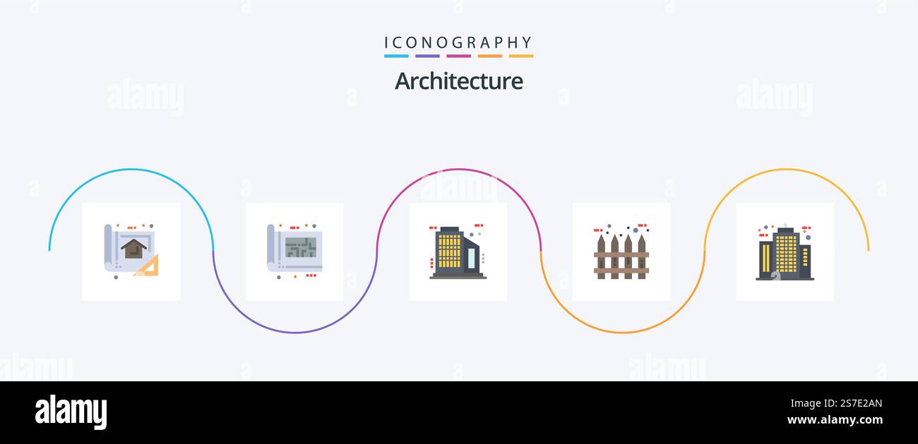 Architecture Flat 5 Icon Pack Including architect. realty. plan. fence ...