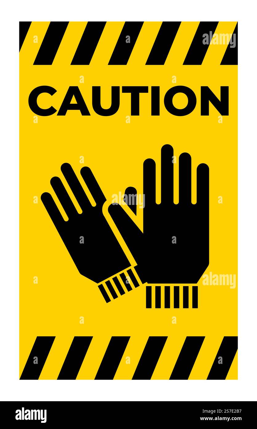 Hand Protection Required Sign On White Background Stock Vector Image ...
