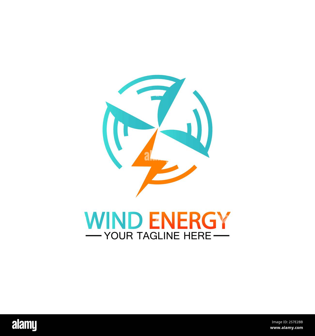 Wind energy logo. renewable energy icon with wind turbines and thunder ...