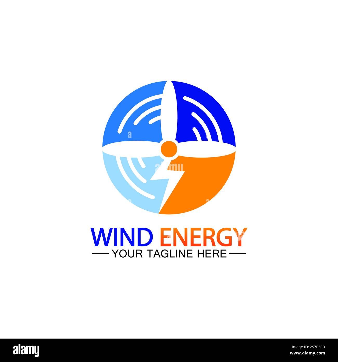 Wind energy logo. renewable energy icon with wind turbines and thunder ...