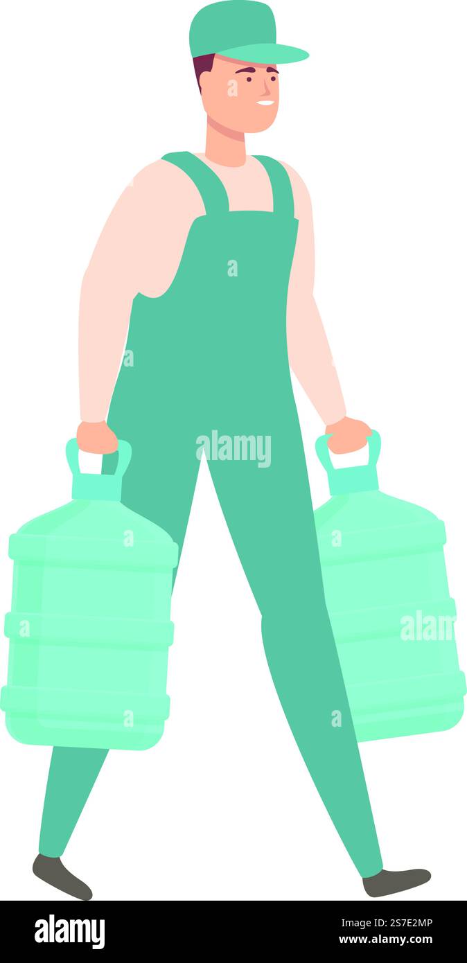 Carry man icon cartoon vector. Water service. Office door. Carry man ...