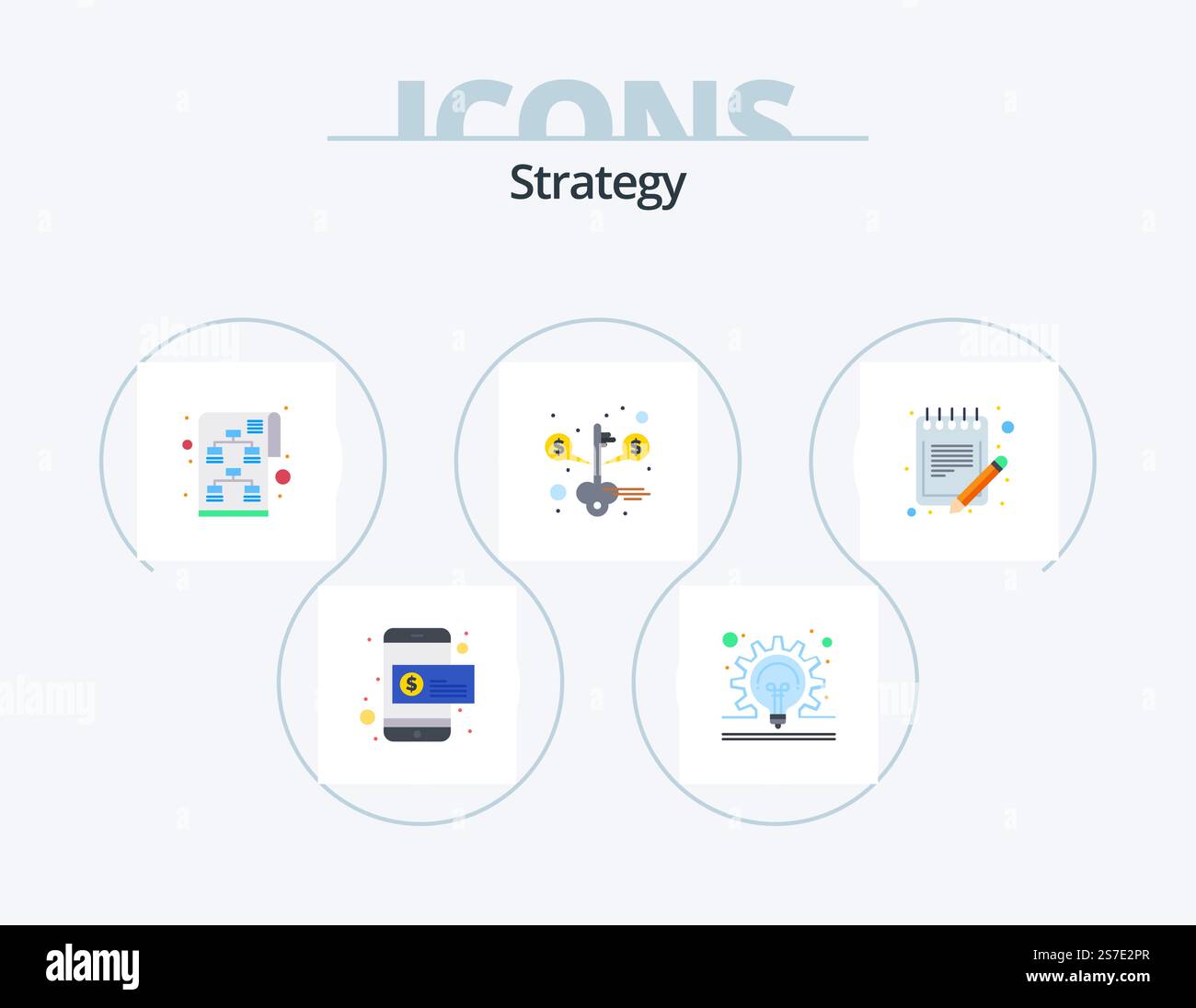 Strategy Flat Icon Pack 5 Icon Design. order. success. planning. saving ...