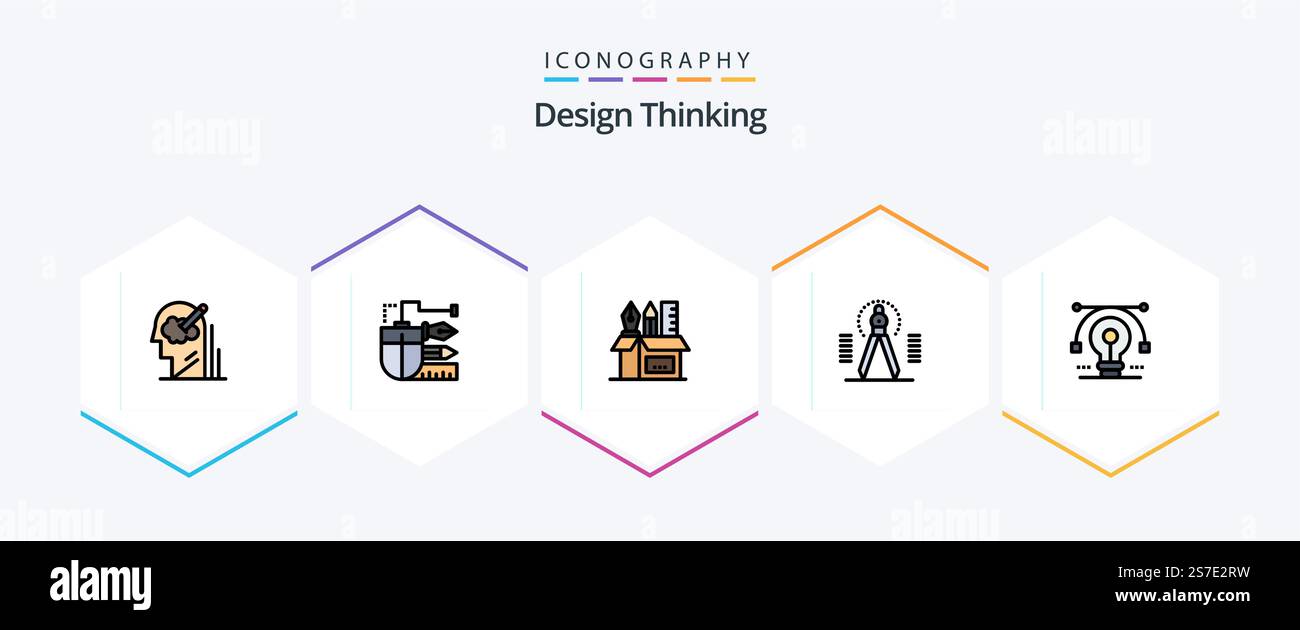 Design Thinking 25 FilledLine icon pack including tool. compass. pencil ...