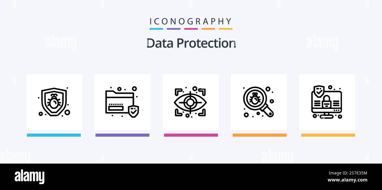 Data Protection Line 5 Icon Pack Including . security. signature ...