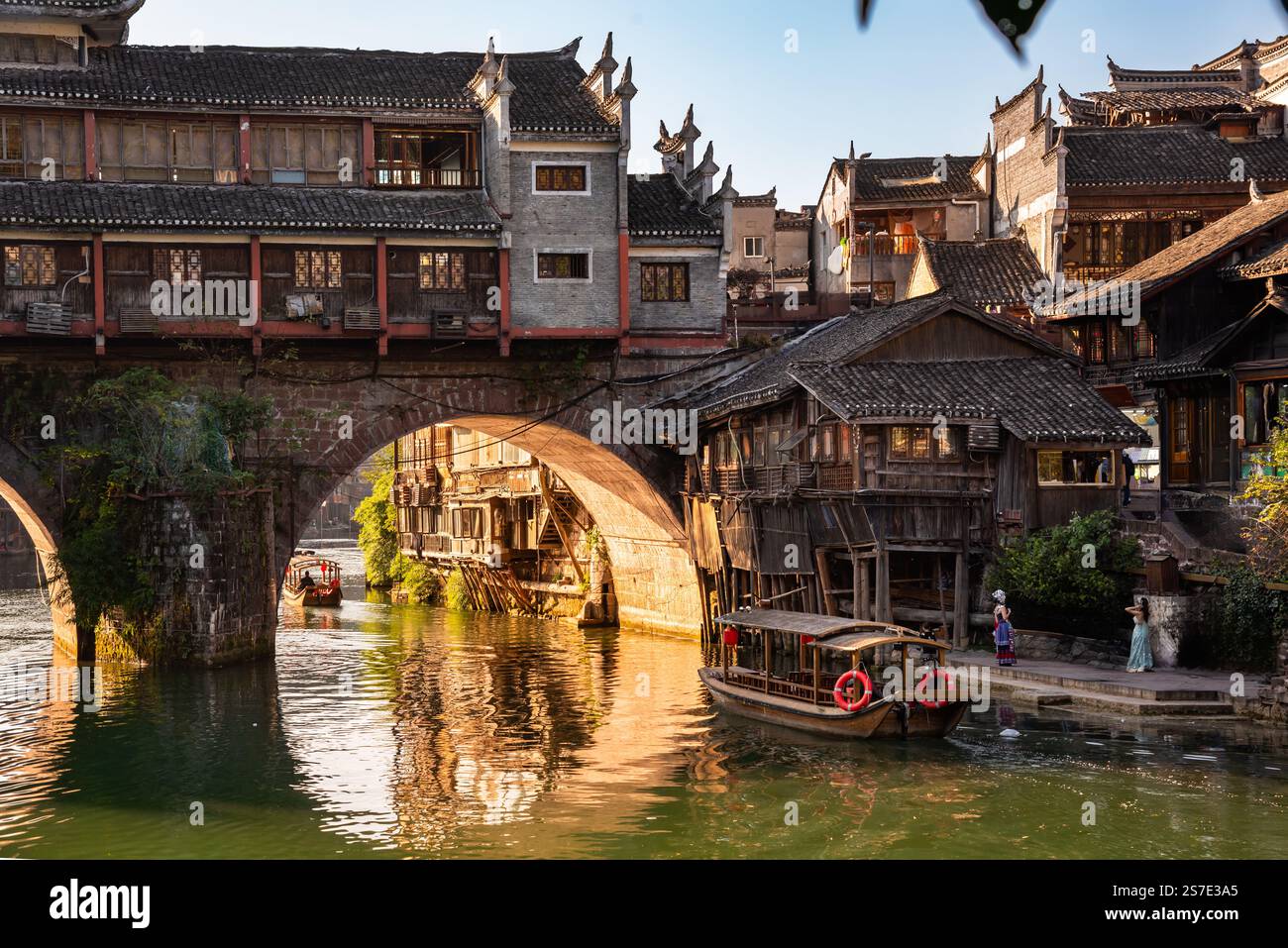Fenghuang ancient town, Chhina. Traditional chinese wooden houses in ...