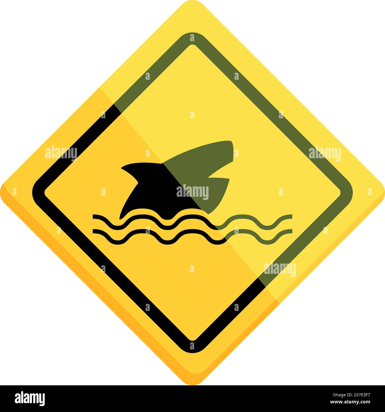 Shark zone sign icon cartoon vector. Sea danger. Summer board. Shark ...