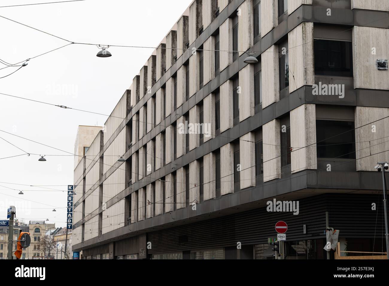 Karstadt building exterior in the city of Munich. The logo sign of the ...