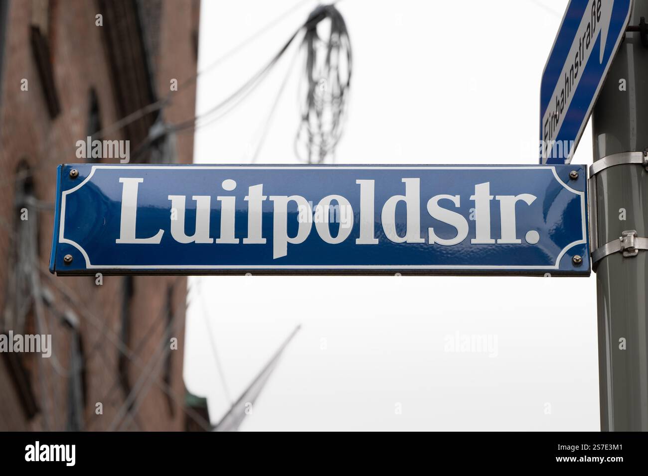 Luitpoldstr. street sign in Munich, Germany. Road name in the inner ...