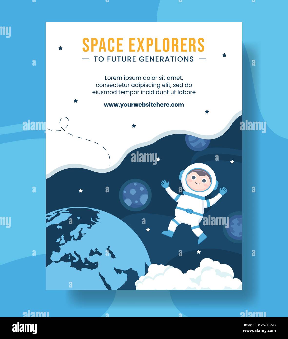 International Human Space Flight Day Vertical Poster Cartoon Hand Drawn ...