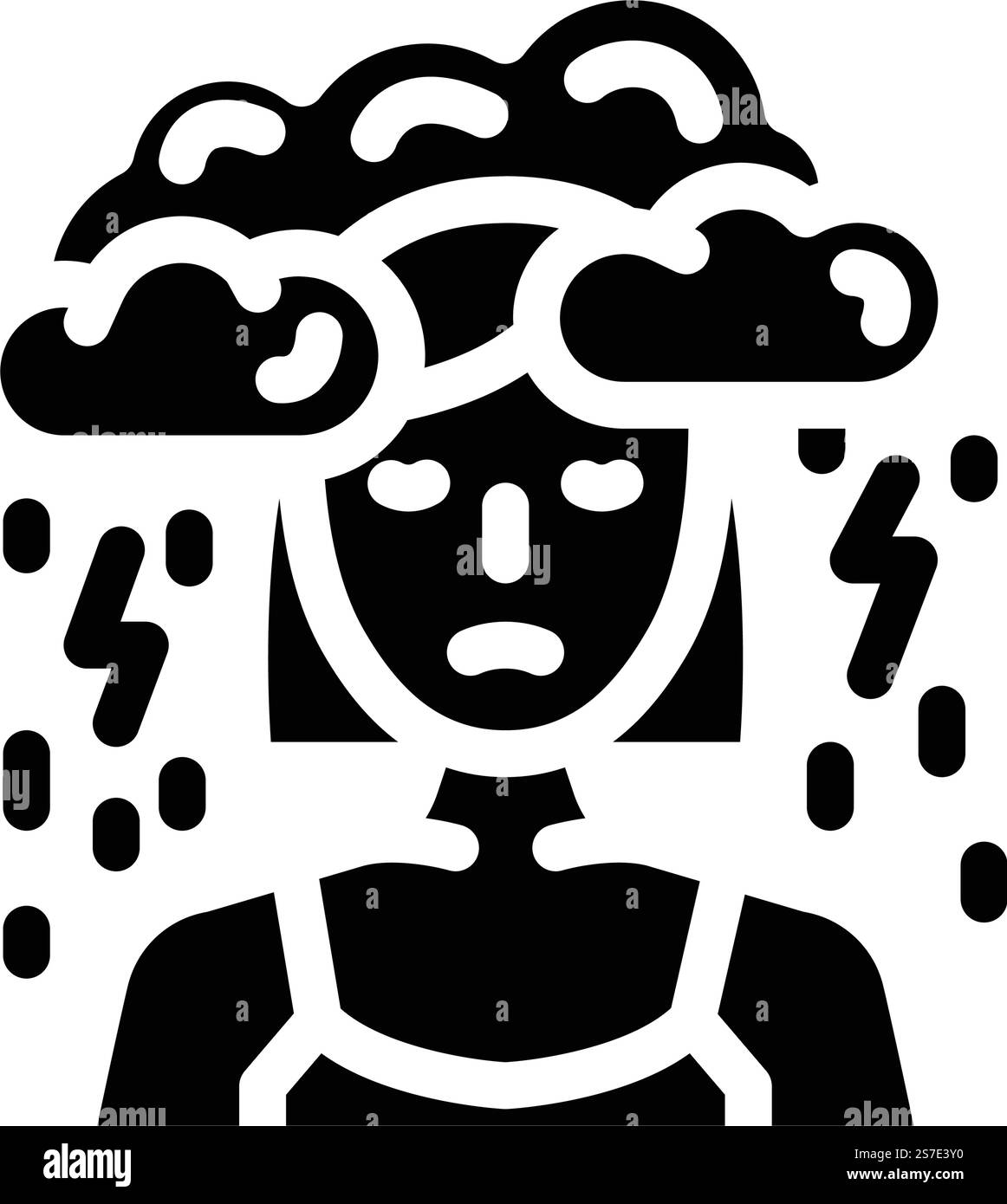 unhappy person stress headache glyph icon vector. unhappy person stress ...