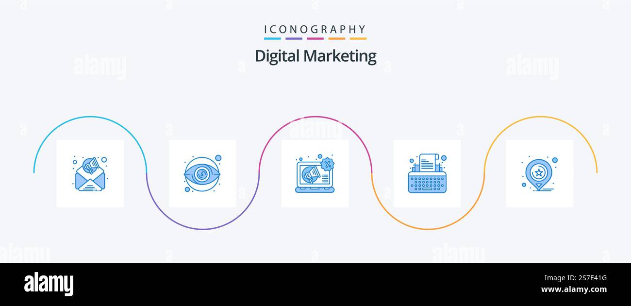 Digital Marketing Blue 5 Icon Pack Including marketing. location ...