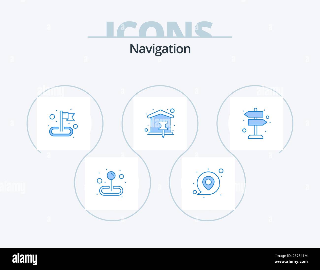 Navigation Blue Icon Pack 5 Icon Design. sign. pin. pin. map pin. home ...