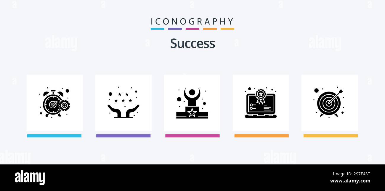 Sucess Glyph 5 Icon Pack Including reward. distinction. selection ...