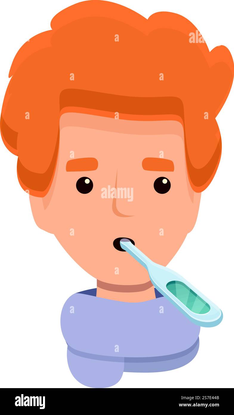 Tonsillitis kid temperature icon cartoon vector. Bacterial infection ...