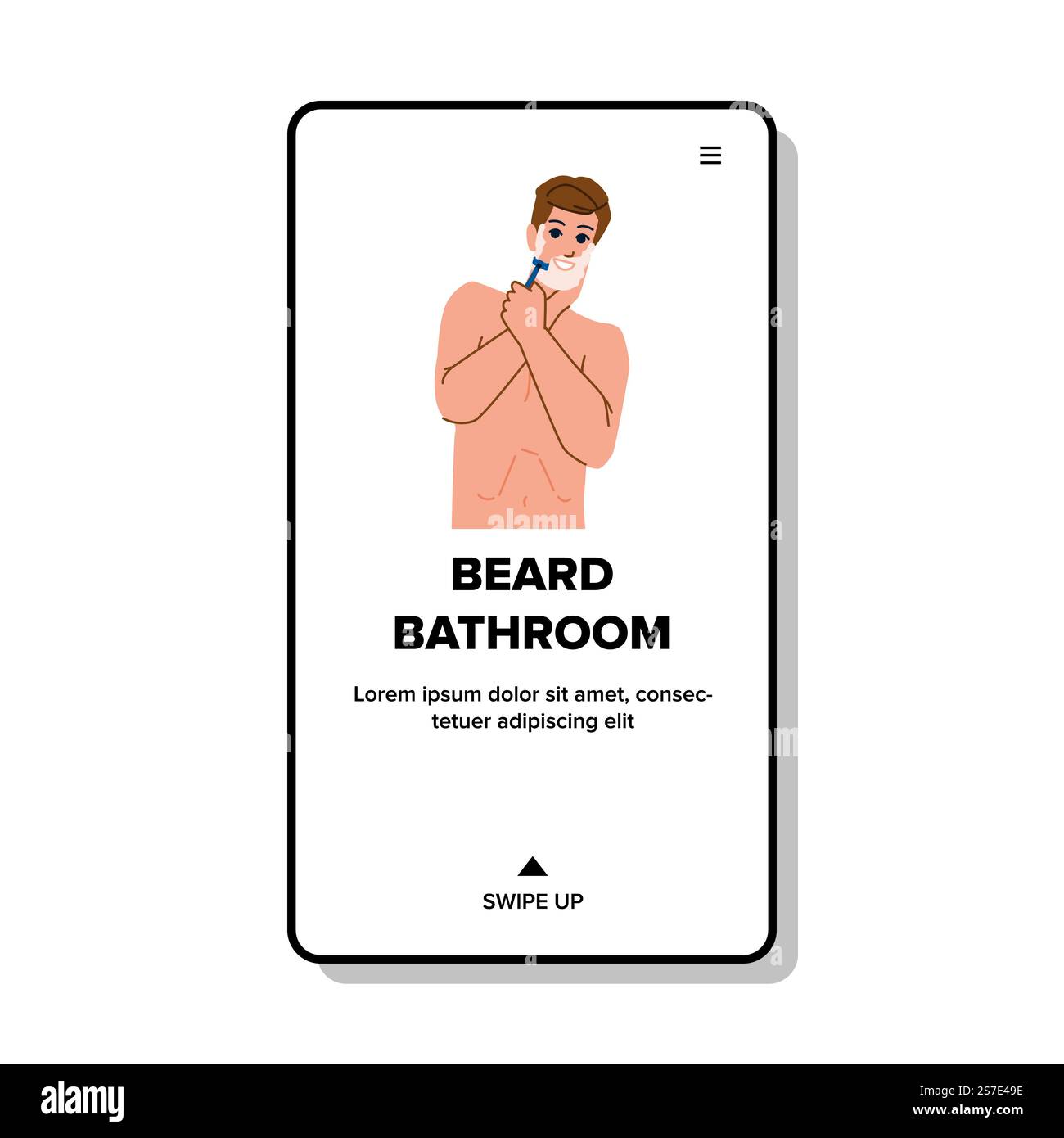 beard bathroom vector. care man, face skin, clean male, handsome ...