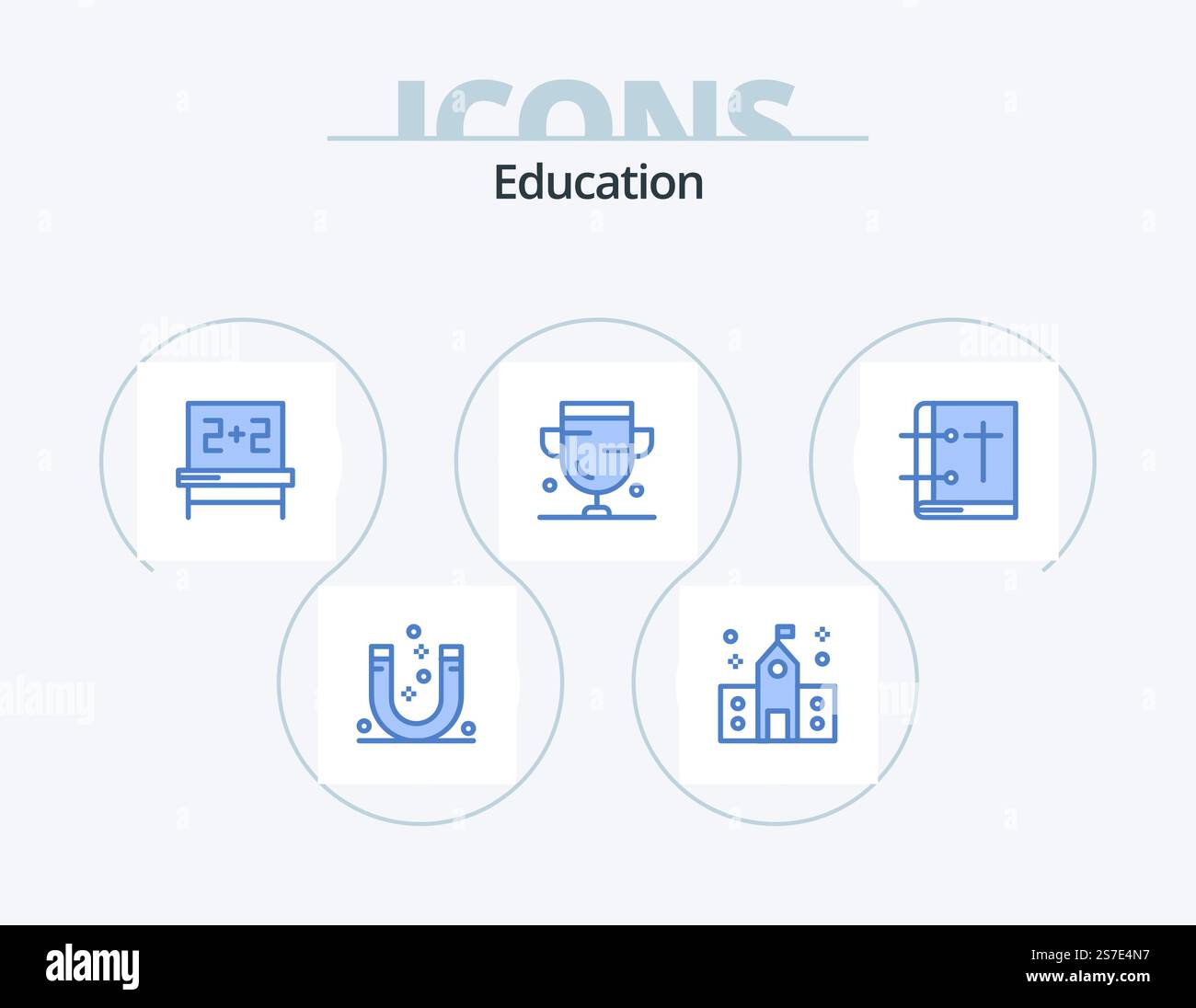 Education Blue Icon Pack 5 Icon Design. trophy. cup. preparatory. award ...