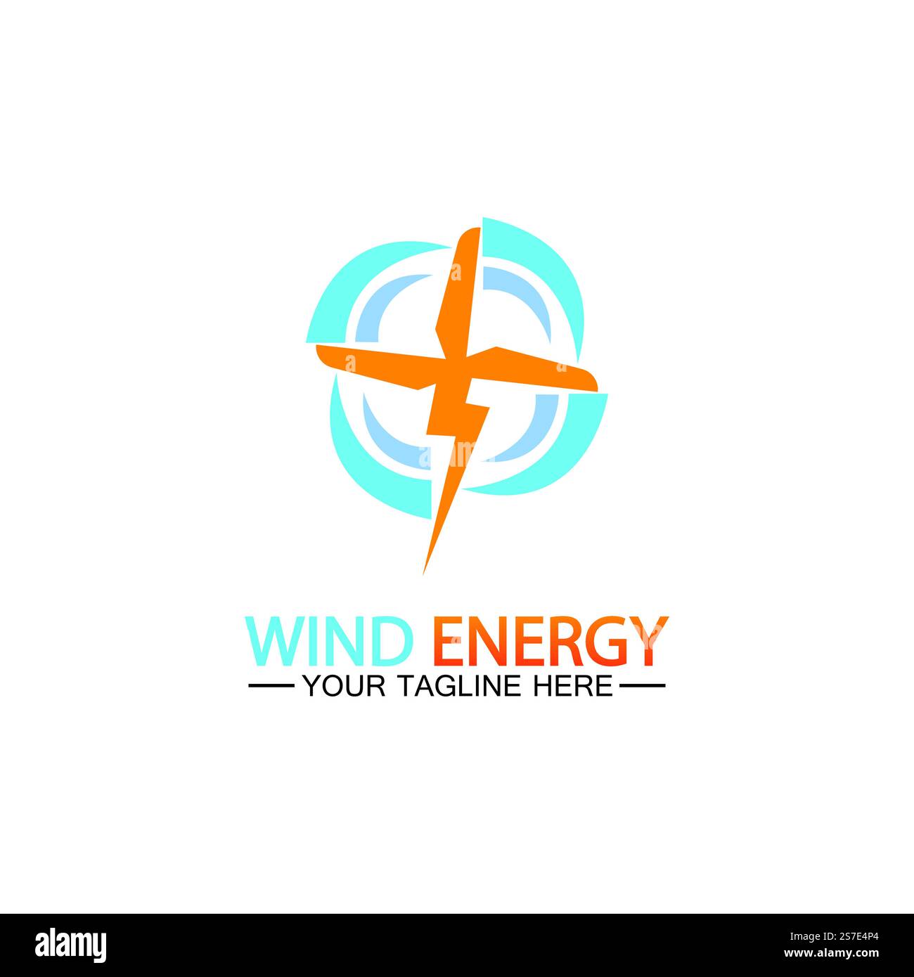 Wind energy logo. renewable energy icon with wind turbines and thunder ...