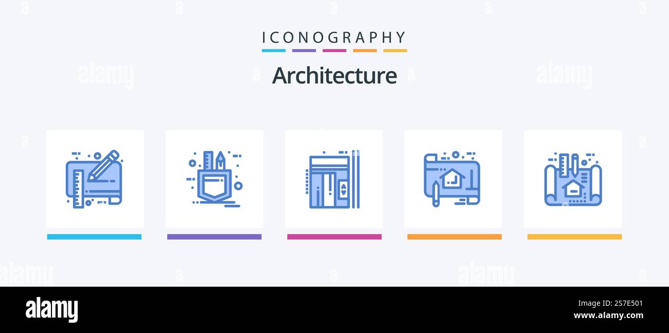 Architecture Blue 5 Icon Pack Including plan. sketch. sketch. plan. up ...