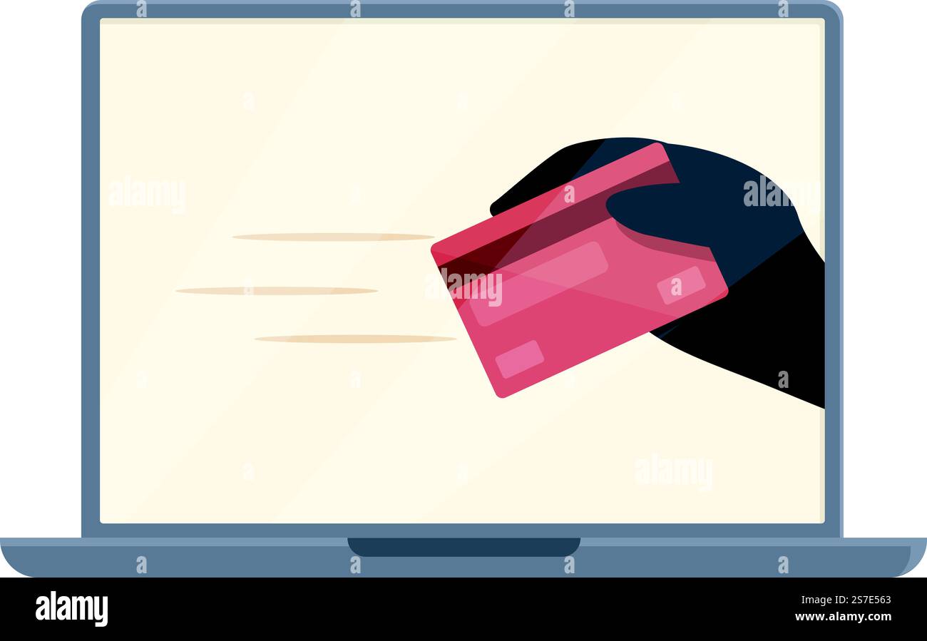 Credit card steal icon cartoon vector. Cyber attack. Online scam ...