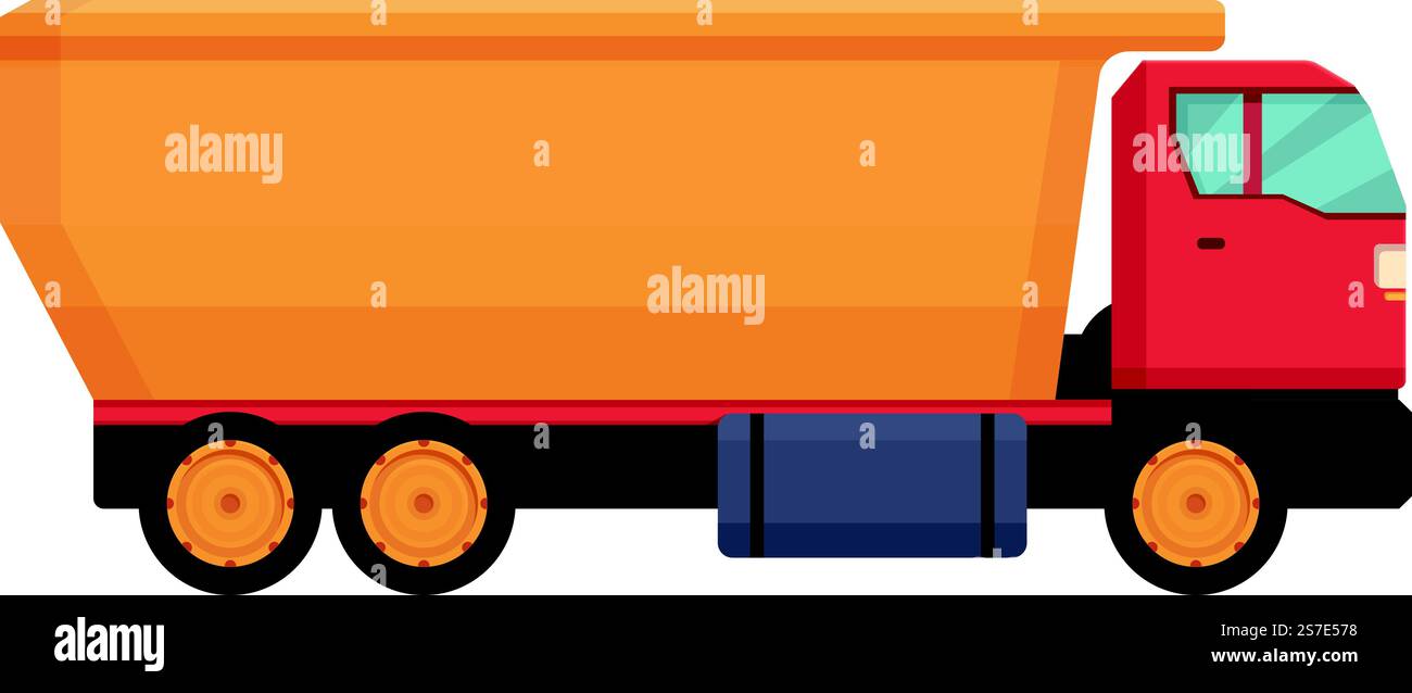 Tip truck icon cartoon vector. Tipper car. Delivery gravel. Tip truck ...